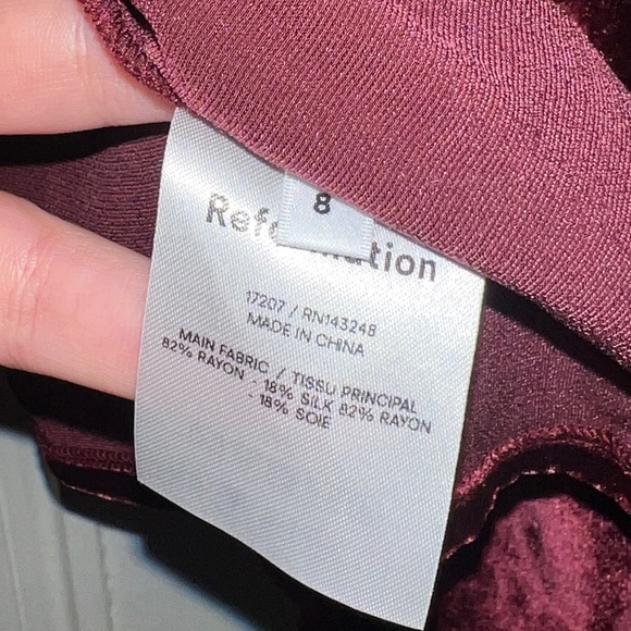 Reformation | Tops | Reformation Roy Burgundy Velvet Silk Blend Top ...